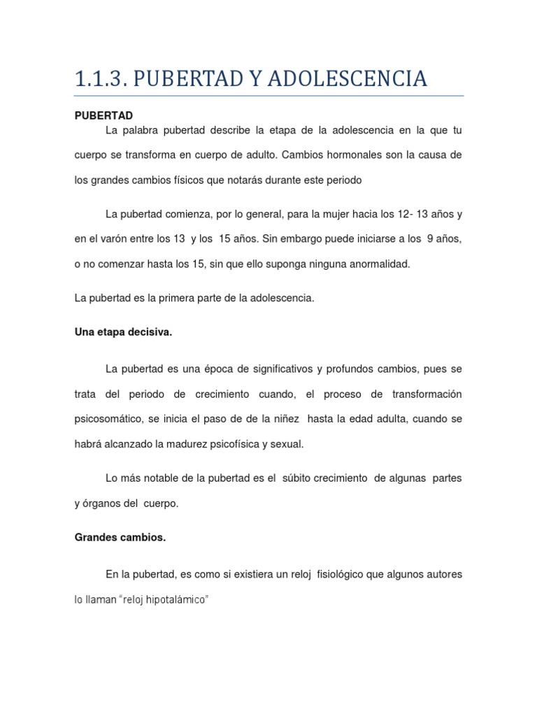 Pubertad | PDF | Pubertad | Adolescencia