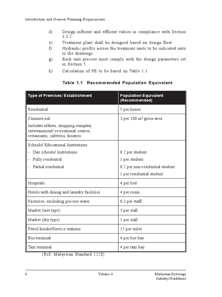 Table 1.1 Recommended Population Equivalent | PDF | Instrumentation ...