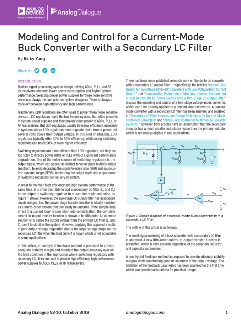 Modeling and Control For Current Mode Buck Converter With A Secondary LC Filter PDF | PDF ...