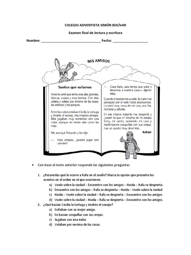 Examen Final de Lectura y Escritura | PDF
