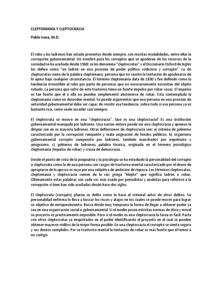 Cleptocracia: Definición y Contexto | PDF | Corrupción política | Robo