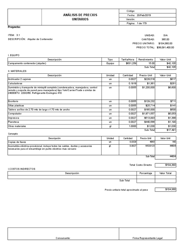 Análisis de Precios Unitarios en Colombia | PDF | Salario | Economias