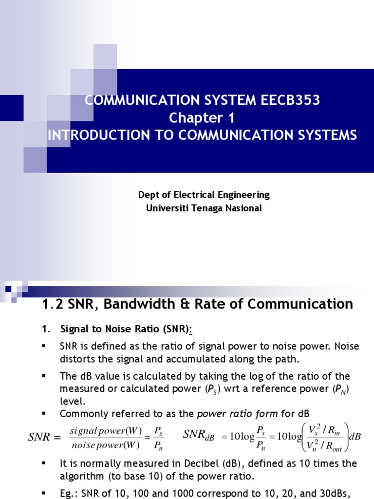 Chapter 1 - 2 | PDF | Signal To Noise Ratio | Bandwidth (Signal Processing)