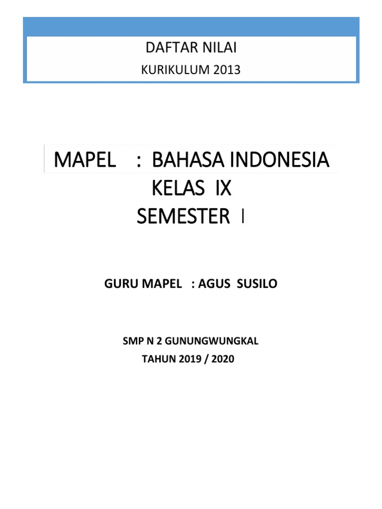 Cover Daftar Nilai | PDF