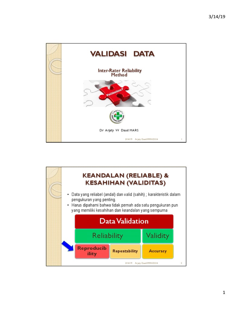 Validasi Data: Keandalan dan Kesahihan | PDF | Bisnis