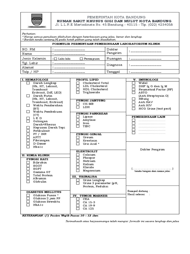 Form Rujukan Lab Klinik | PDF