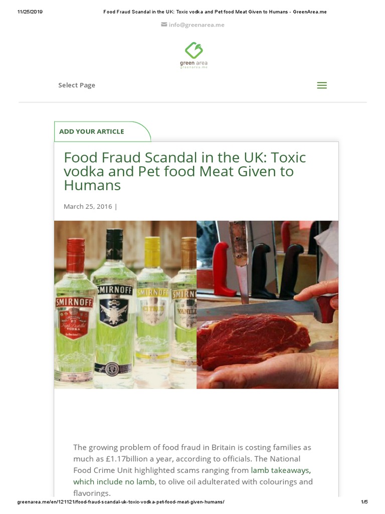 Food Fraud Scandal in The UK - Toxic Vodka and Pet Food Meat Given To ...