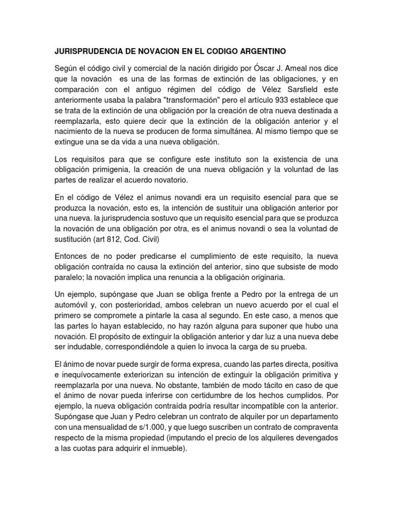 Novacion | PDF | Derecho civil (sistema legal) | Justicia
