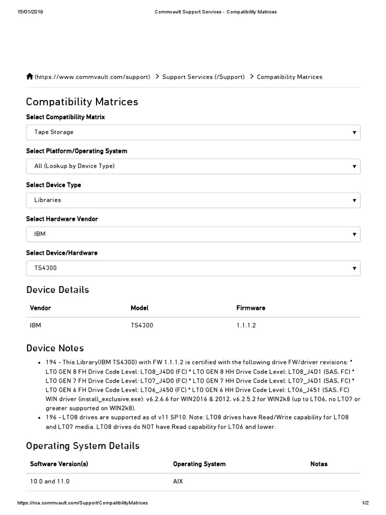 Commvault Support Services - Compatibility Matrices | PDF | Operating ...