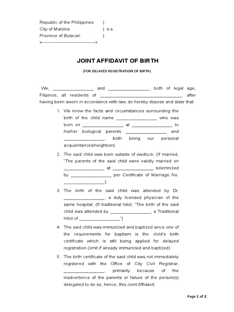 BIRTH (Two Witness) | Download Free PDF | Affidavit | Birth Certificate