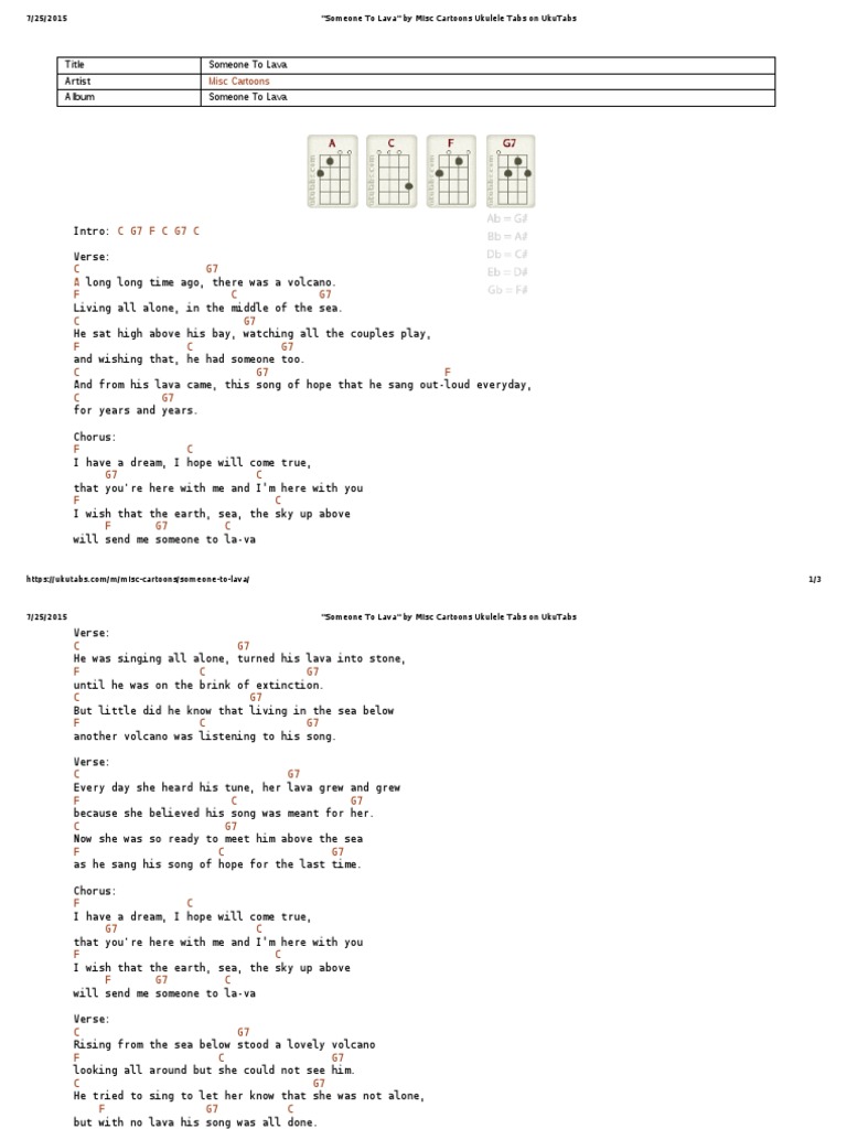 Someone To Lava By Misc Cartoons Ukulele Tabs On Ukutabs Pdf Pdf