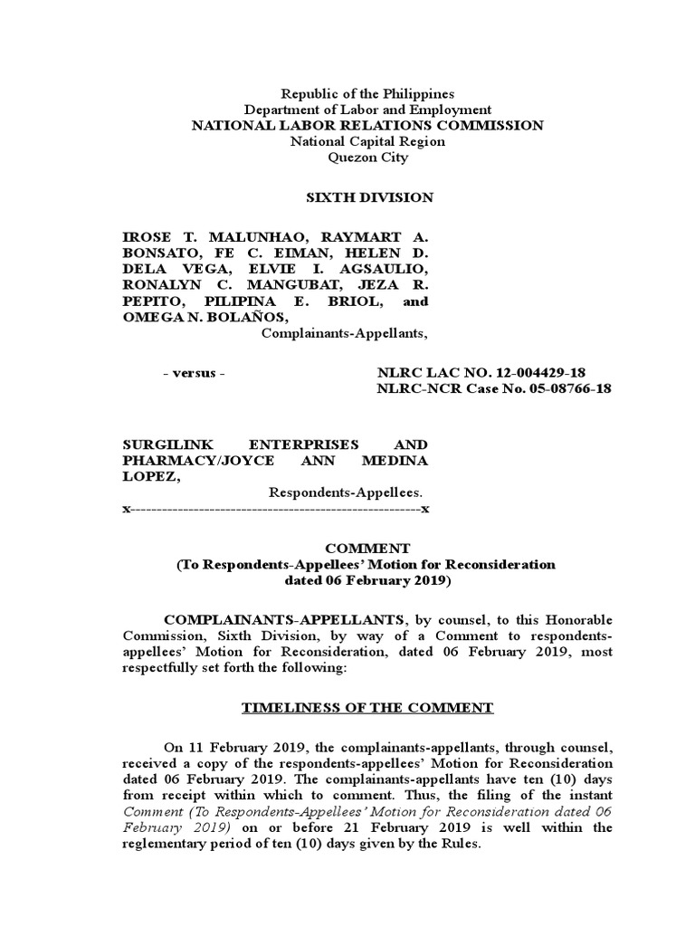 Labor Dispute Comment Submission | PDF | Government | Justice
