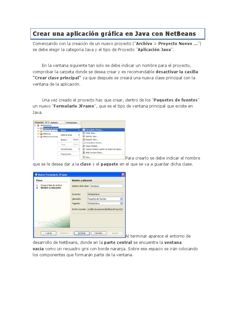 Crear Una Aplicación Gráfica en Java Con NetBeans | Download Free PDF | Ventana (informática ...