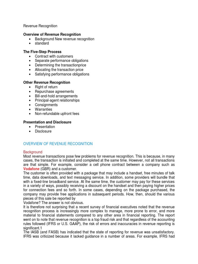 Revenue Recognition | PDF | Financial Accounting Standards Board ...