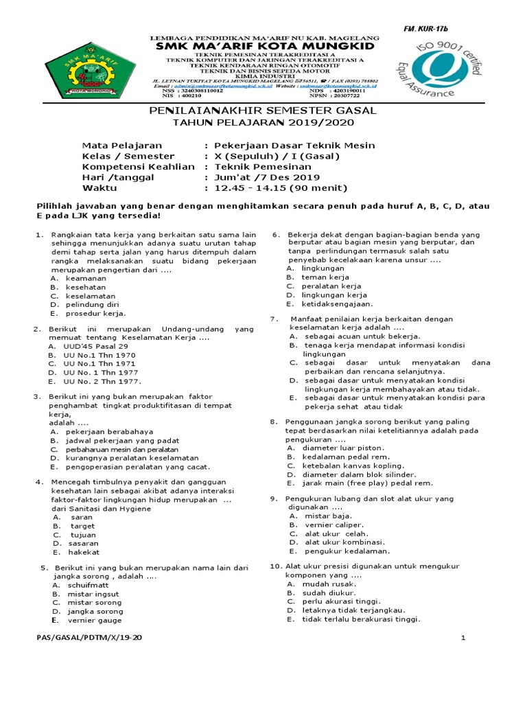 Latihan Soal PDTM | PDF