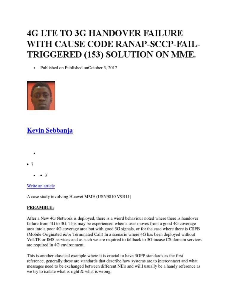 4G LTE TO 3G HANDOVER FAILURE WITH CAUSE CODE RANAP (SGSN Issue Huawei ...