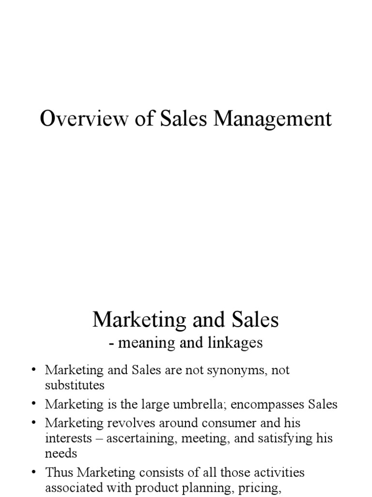 Overview of Sales Management | PDF | Sales | Marketing