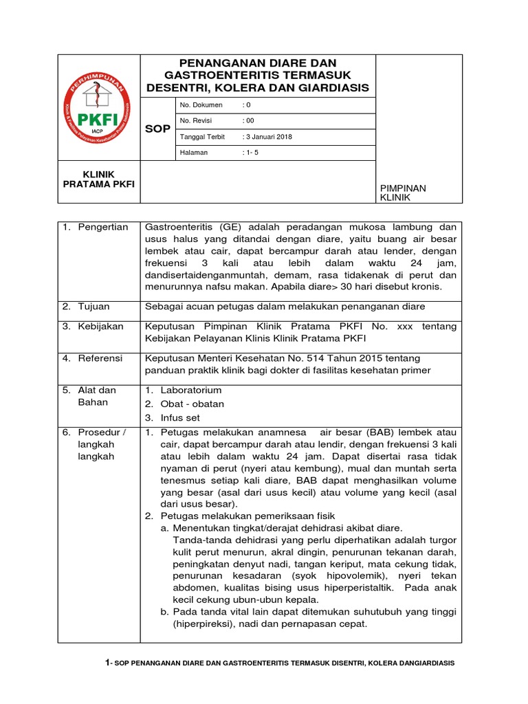 SOP Penanganan Diare | PDF