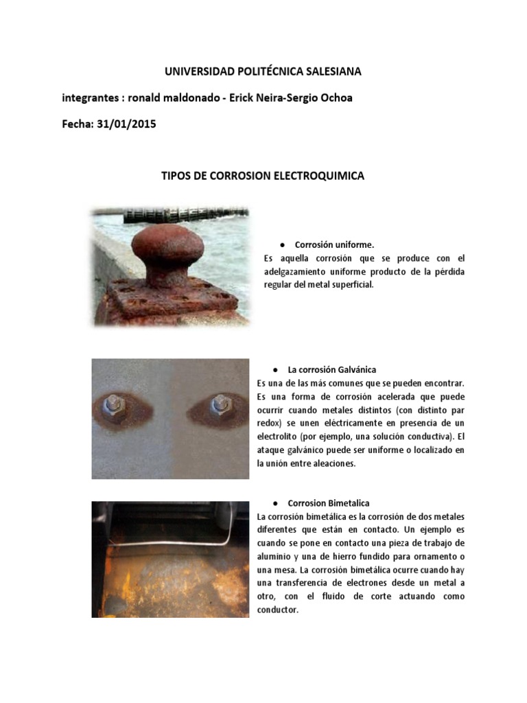 Tipos de Corrosion Electroquimica | PDF | Corrosión | Fatiga (material)