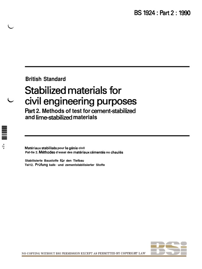 BS 1924-Part 2-90 PDF | Download Free PDF | Cement | Strength Of Materials