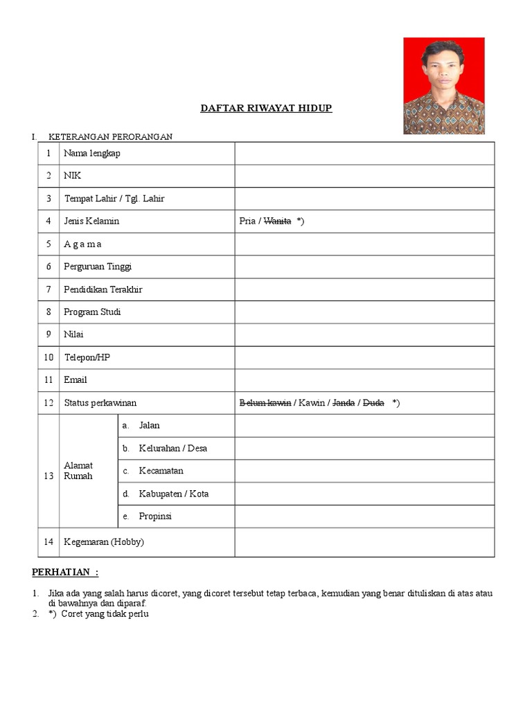 Contoh Format Daftar Riwayat Hidup | PDF