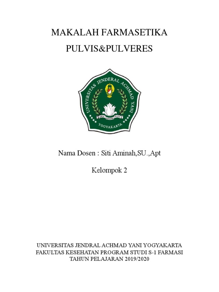 Makalah Pulvis dan Pulveres Farmasi | PDF