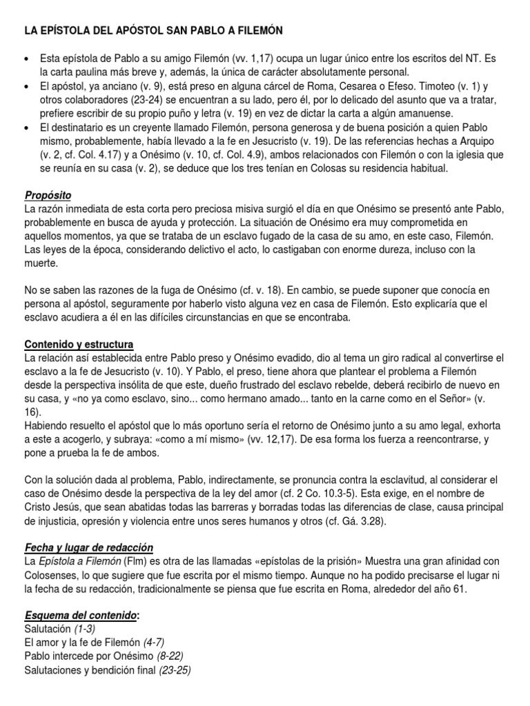 Epístola de Pablo a Filemón: Análisis | PDF | Pablo el apóstol ...