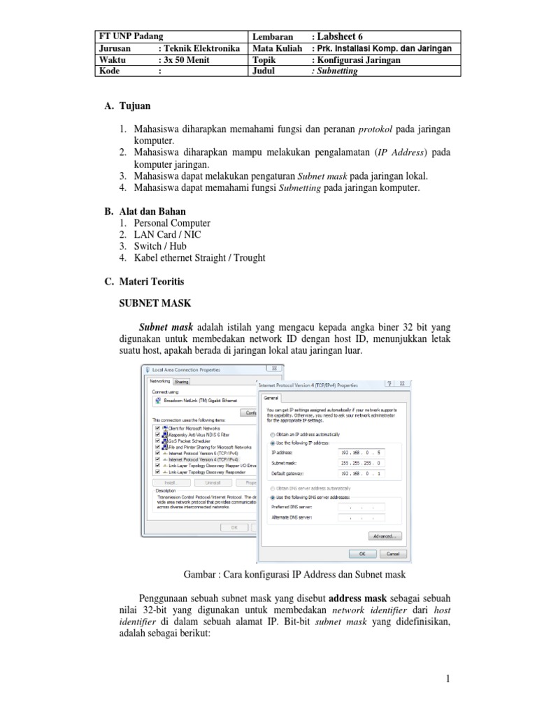 Labsheet 6 Netmask - Subnetting | PDF