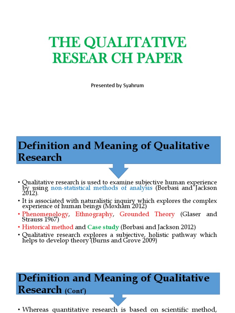 The Qualitative Research Paper - 1 | PDF | Qualitative Research | Case Study