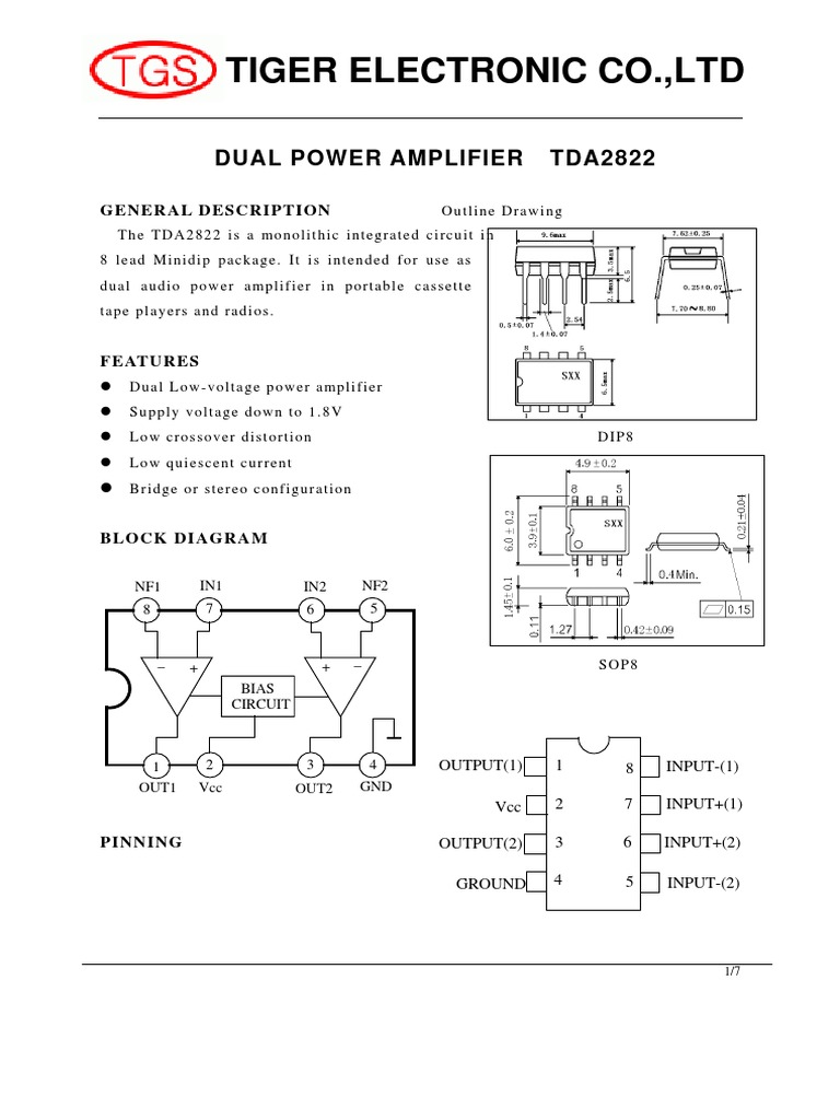 Tda 2022 Audio Amplifier Ic | PDF | Amplifier | Sound Production Technology