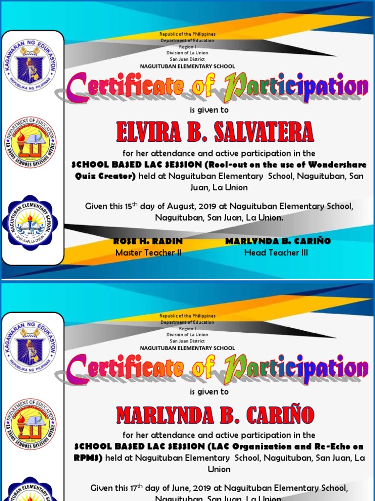 Certificates For Lac Revised | PDF | Government | Regulation