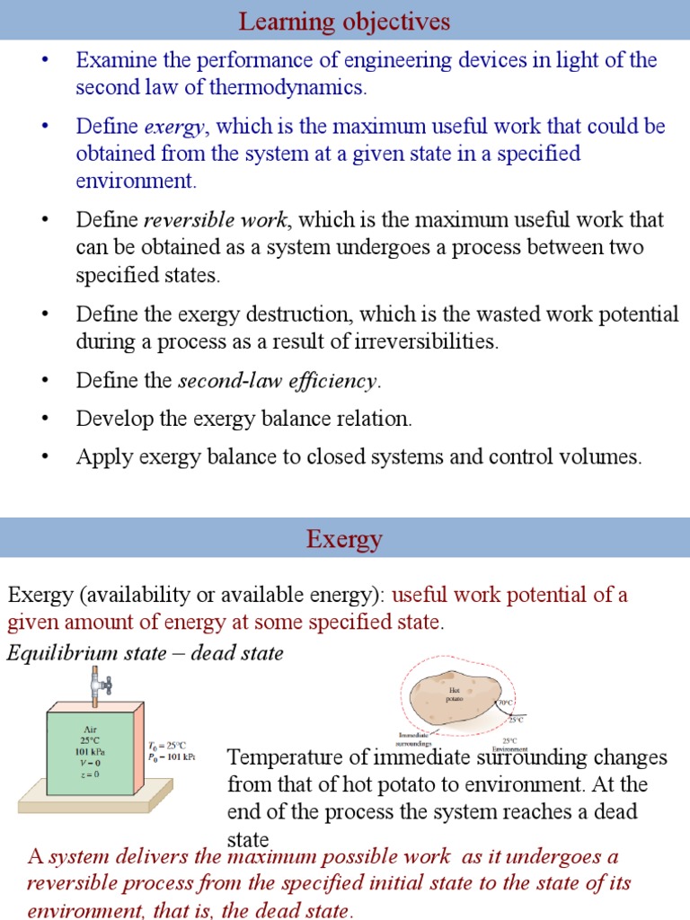 Analyzing Thermodynamic Systems Using Exergy: Objectives, Concepts, and ...