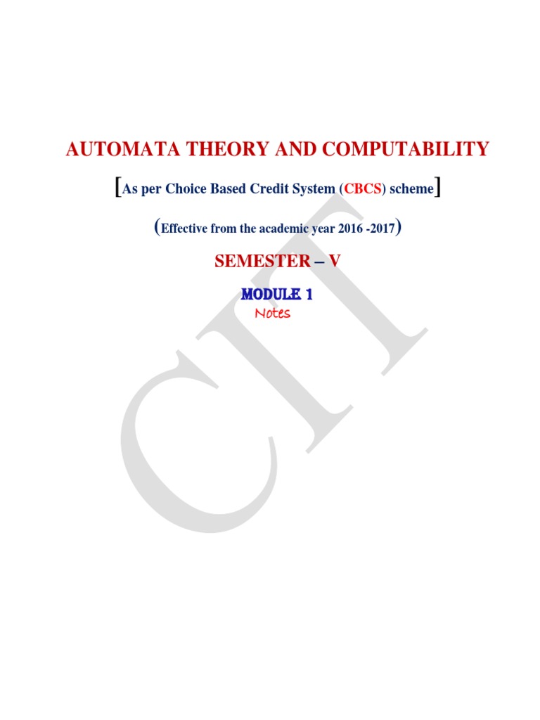 Automata Theory Module 1 | PDF | Theory Of Computation | Applied Mathematics