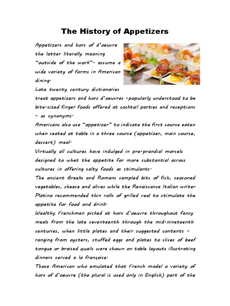 The History of Appetizers | PDF | Hors D'oeuvre | Meal