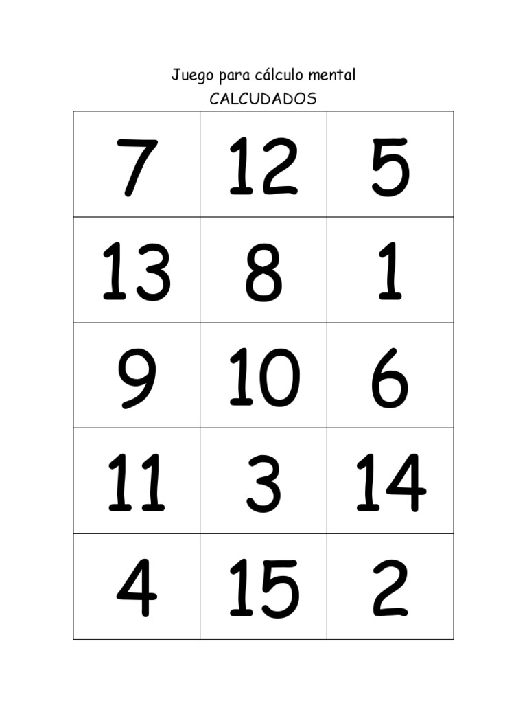 Juego de Calculo Mental | PDF