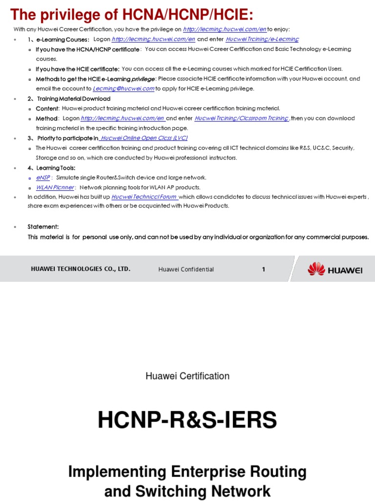 HCNP-R&S-IERS Implementing Enterprise Routing and Switching Network Training V2.0 | PDF ...