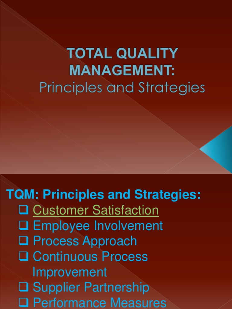 TOTAL QUALITY MANAGEMENT - Principles and Strategies - , Mark | PDF ...