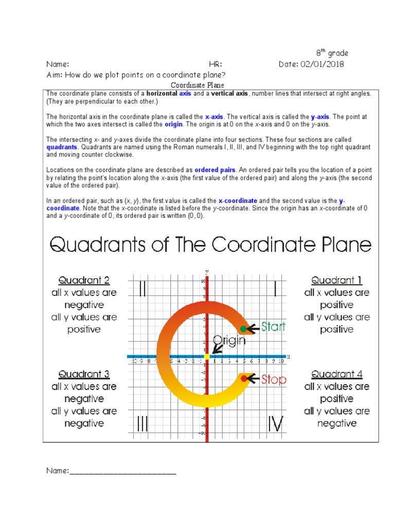 8th Grade The - Coordinate - Plane - Worksheet | PDF | Cartesian ...
