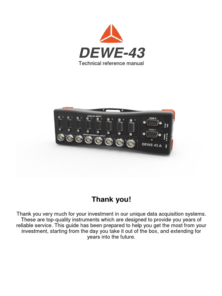 DEWE-43 User Manual | PDF | Sampling (Signal Processing) | Analog To Digital Converter