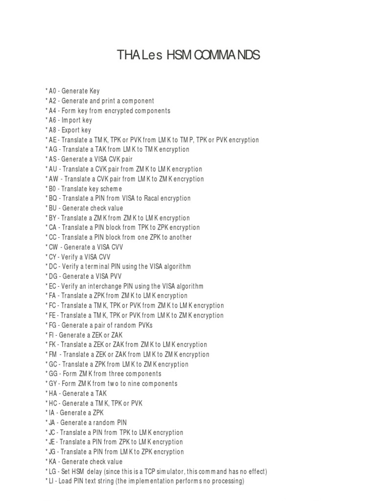 HSM Commands | PDF | Secure Communication | Military Communications