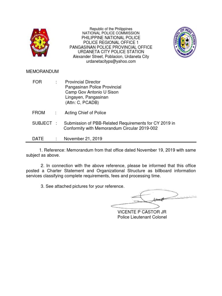 Submission of PBB-Related Requirements For CY 2019 | PDF | Government