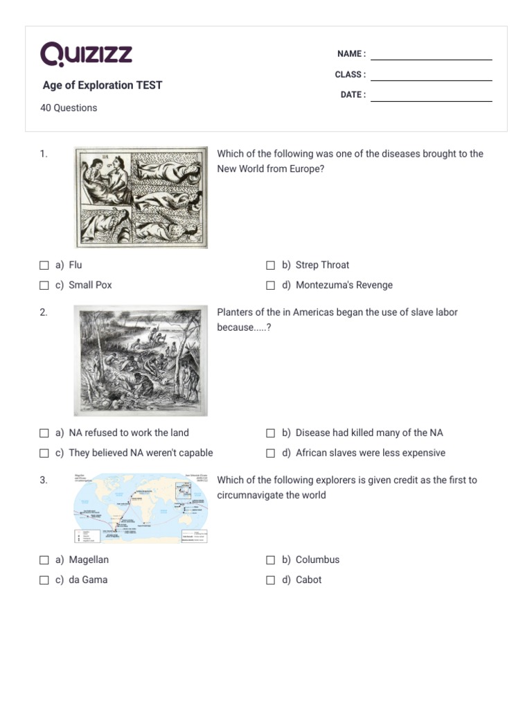 Age of Exploration Test and Answers | PDF | Age Of Discovery | Conquistador