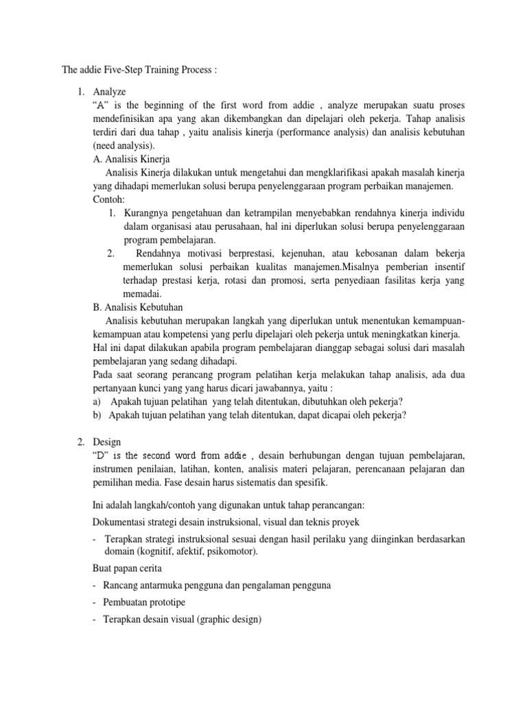 Mempelajari Proses Lima Langkah ADDIE untuk Pelatihan | PDF