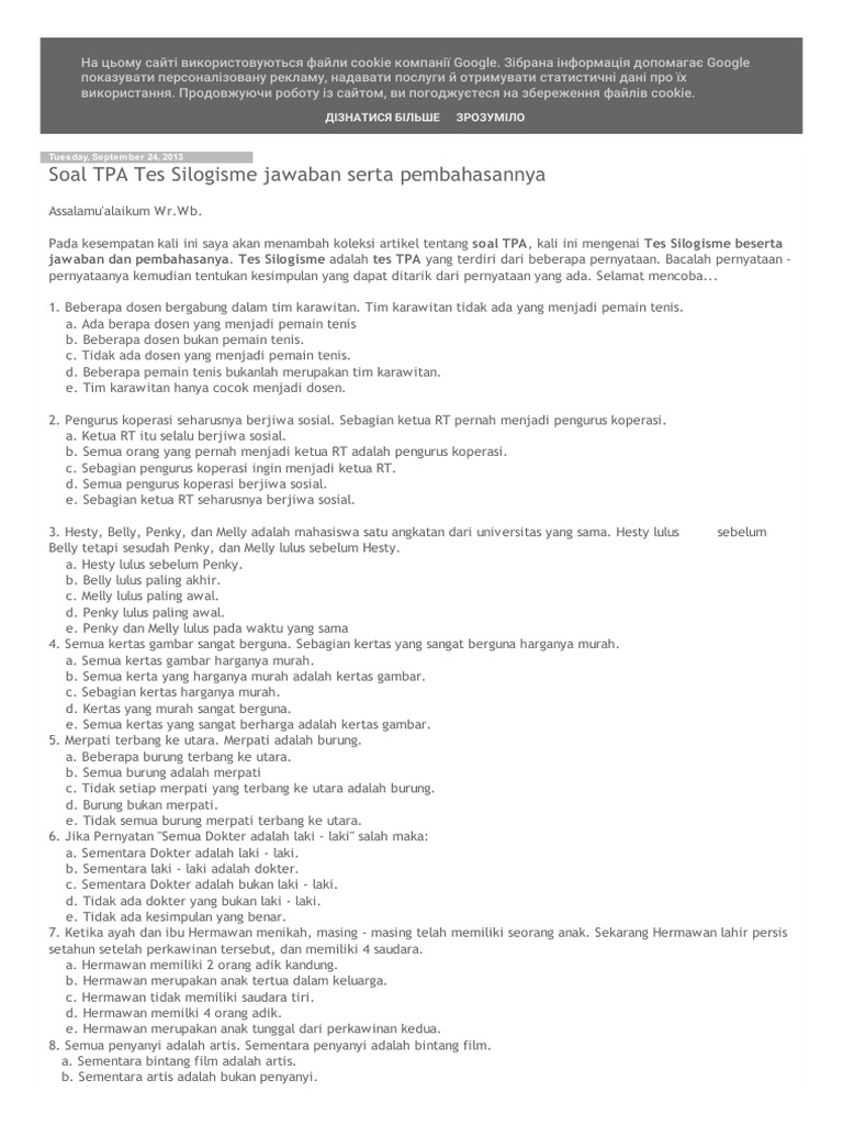 Soal Silogisme | PDF