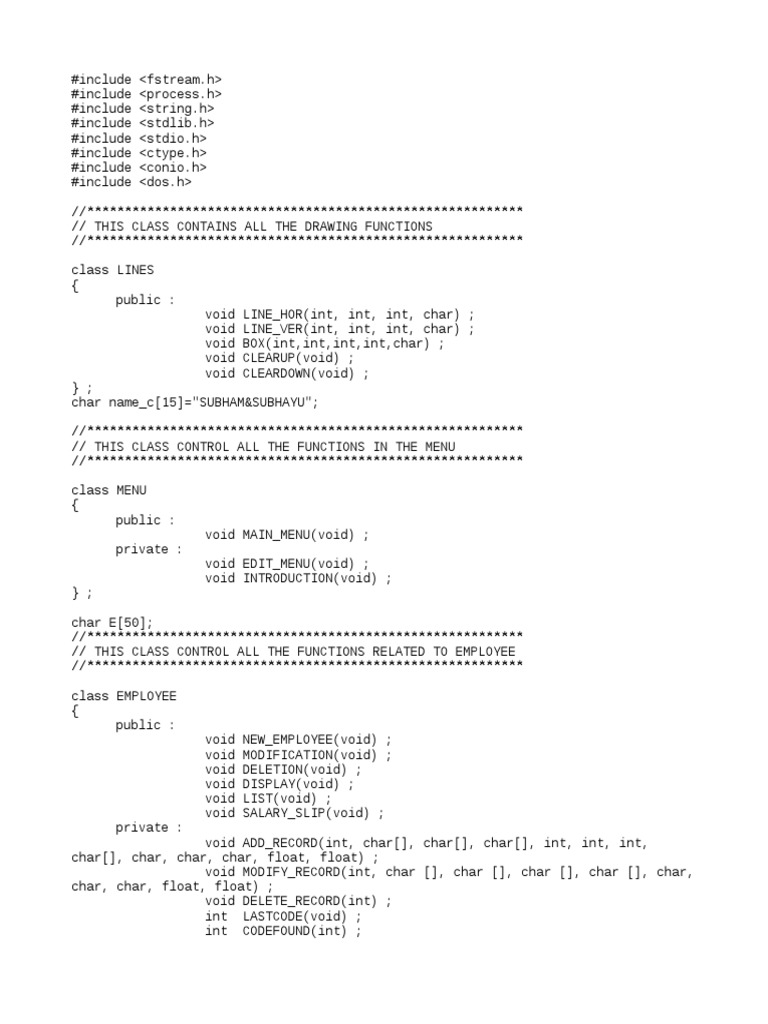 Object Oriented Employee Management System Using C++ | PDF | Models Of Computation | Software ...