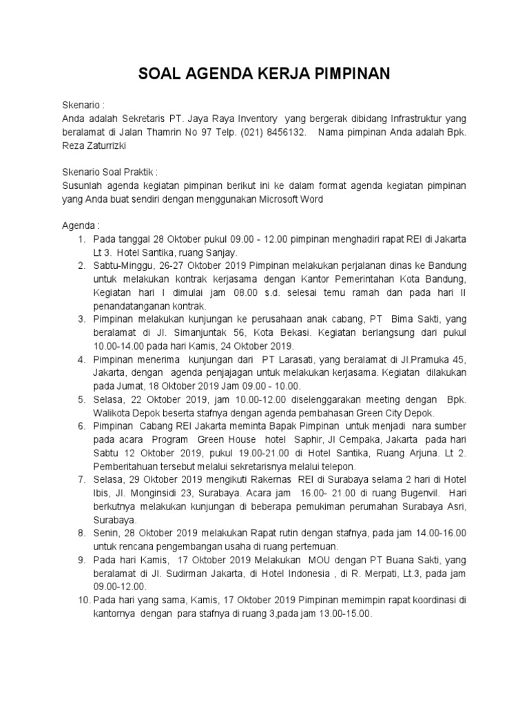 Agenda Kerja Pimpinan | PDF