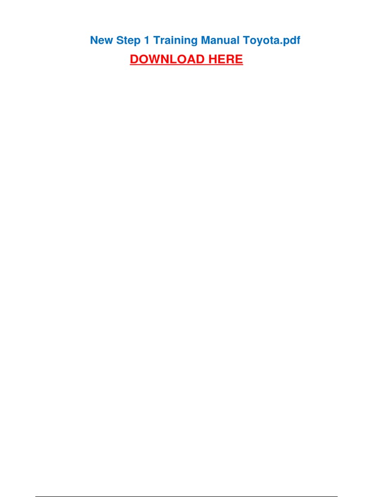 New Step 1 Training Manual Toyota PDF | PDF | Toyota | Motor Vehicle ...