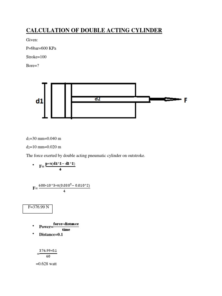 Double Acting Cylinder Calculations | PDF | Technology & Engineering