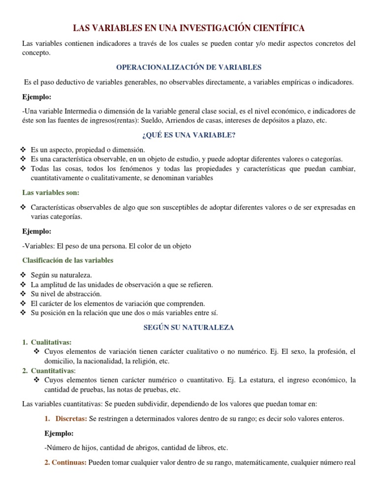 Variables en Investigación Científica | PDF | Interacciones de ...