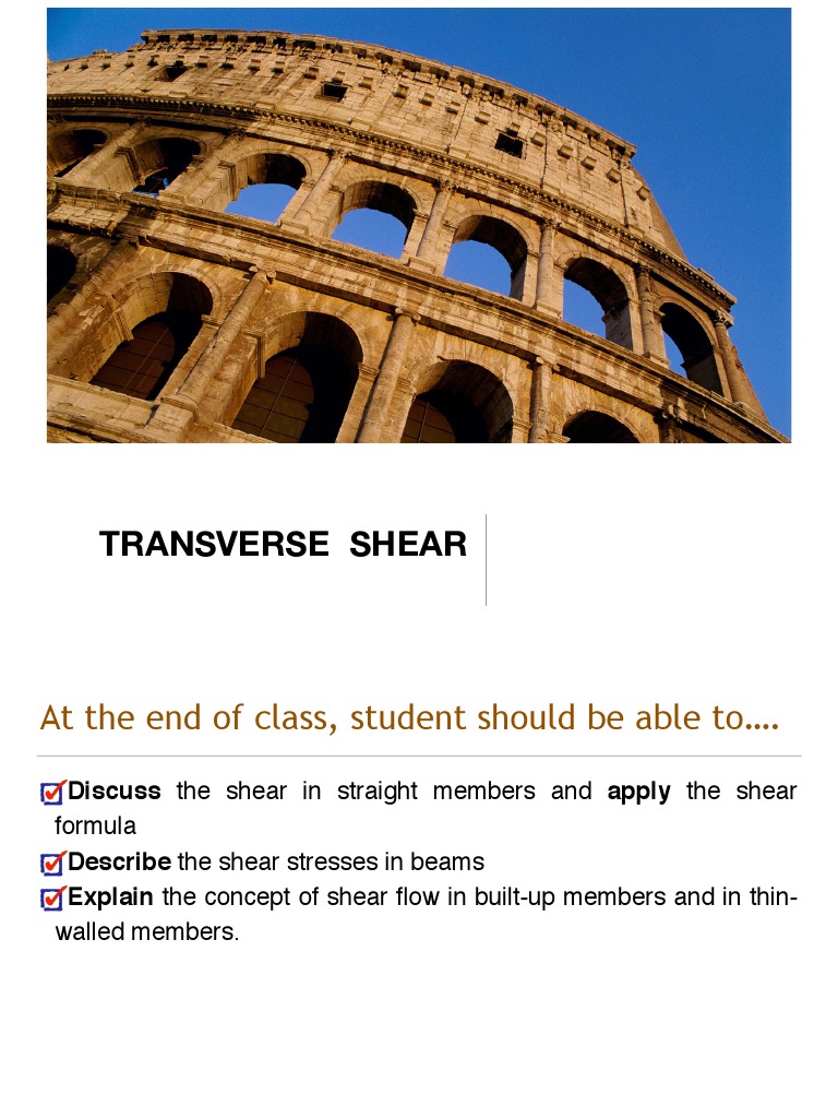 Understanding Transverse Shear in Beams | PDF | Shear Stress | Beam ...